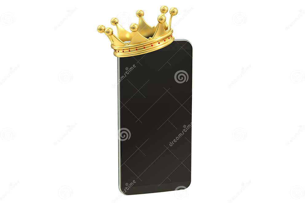 Smartphone with crown stock illustration. Illustration of background ...