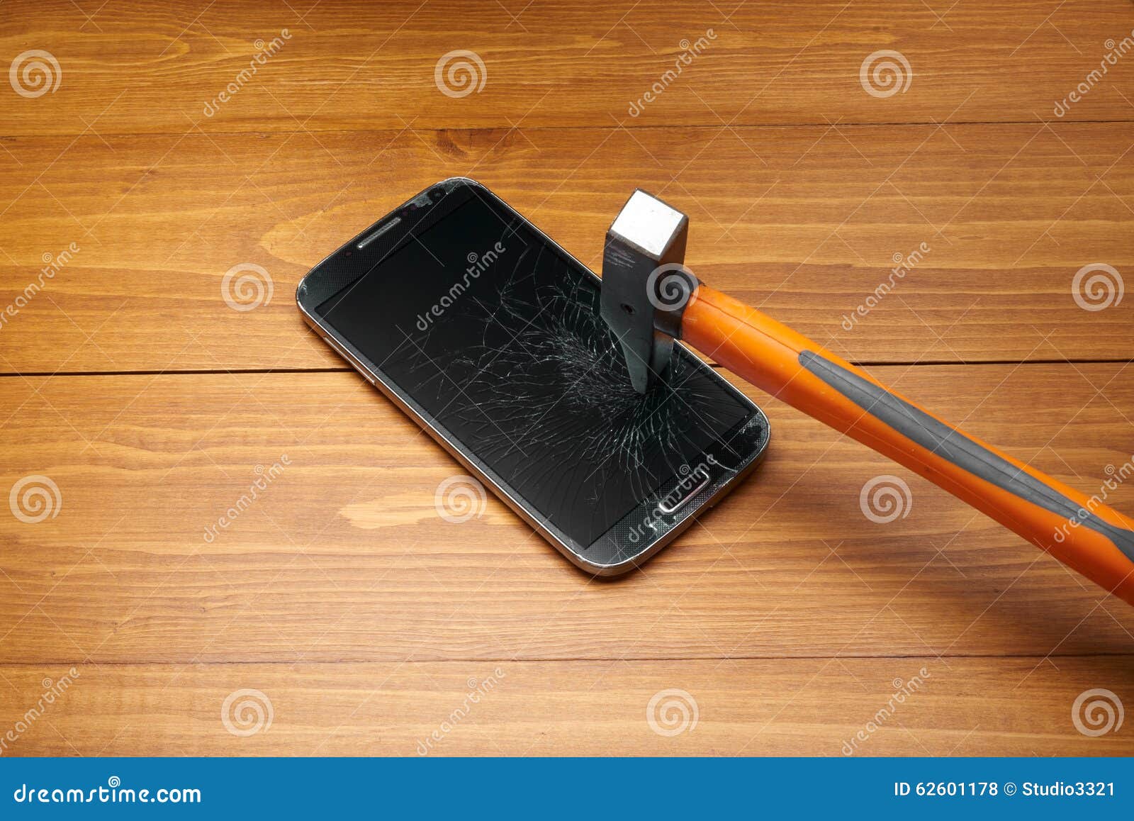 Smartphone Crushed by Hammer Stock Photo - Image of communication ...