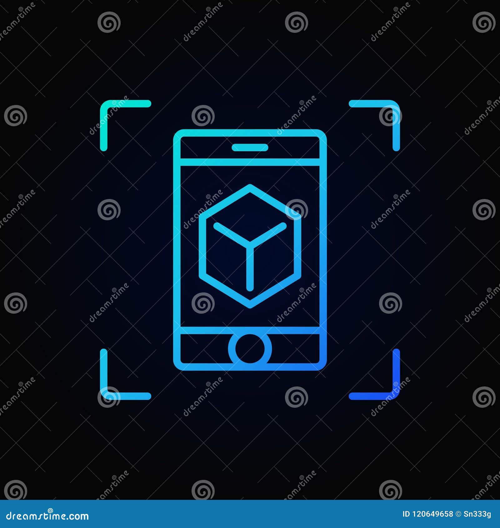 Smartphone With 3d Cube Hand Drawn Outline Doodle Icon. Vector ...