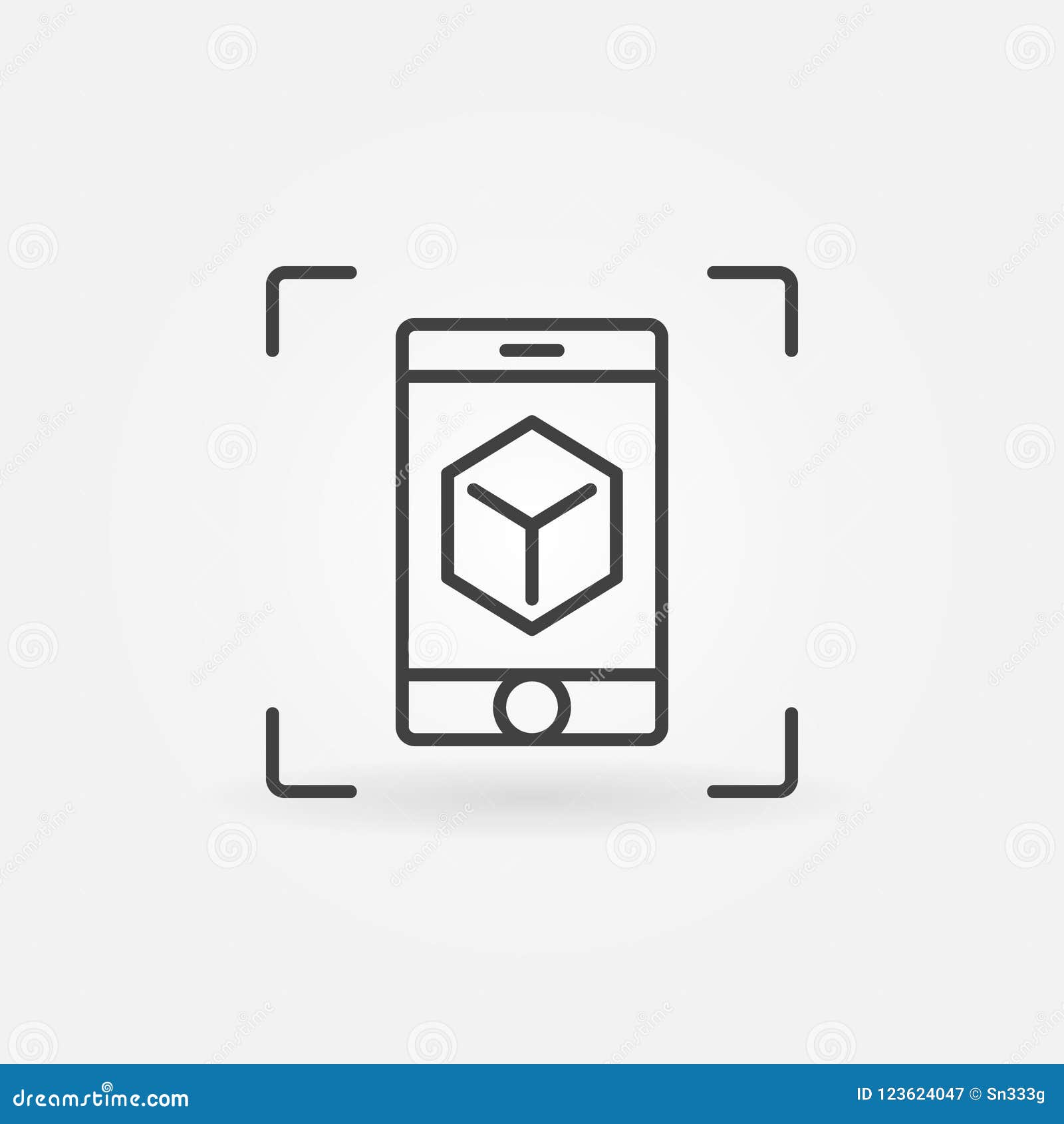 Smartphone with Cube Outline Icon. Vector AR Concept Sign Stock Vector ...