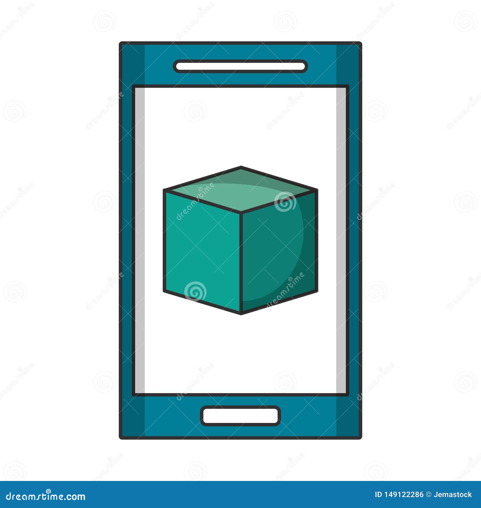Smartphone with Cube on Screen Symbol Stock Vector - Illustration of ...