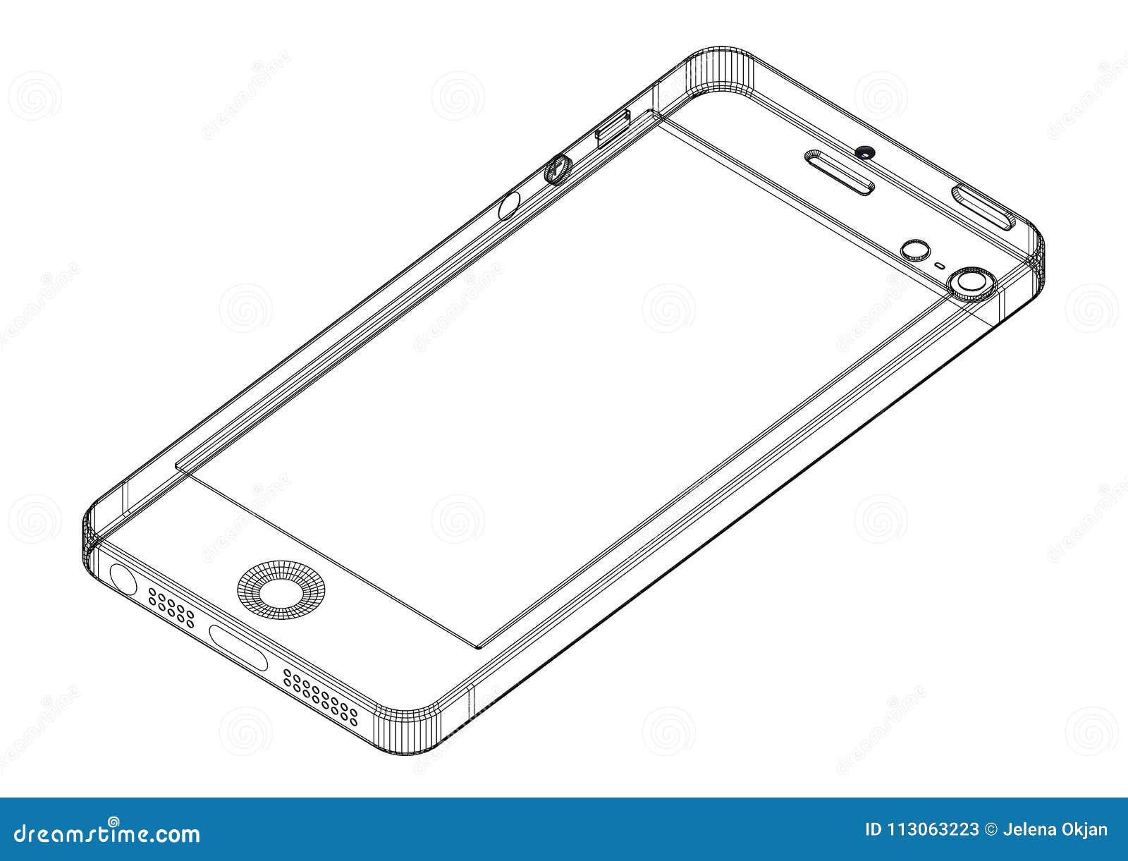 Smartphone 3D Blueprint - Isolated Stock Illustration - Illustration of ...