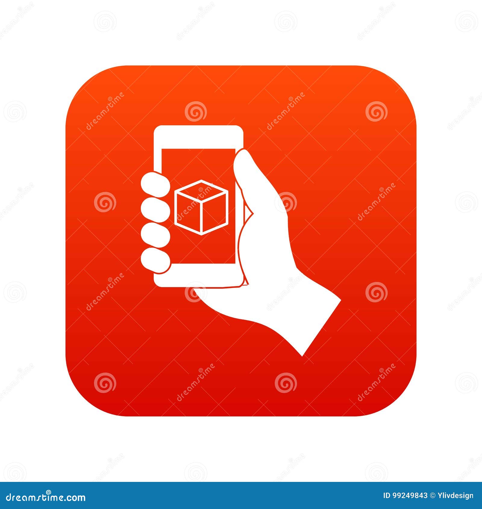 Smartphone with 3D Model Icon Digital Red Stock Vector - Illustration ...