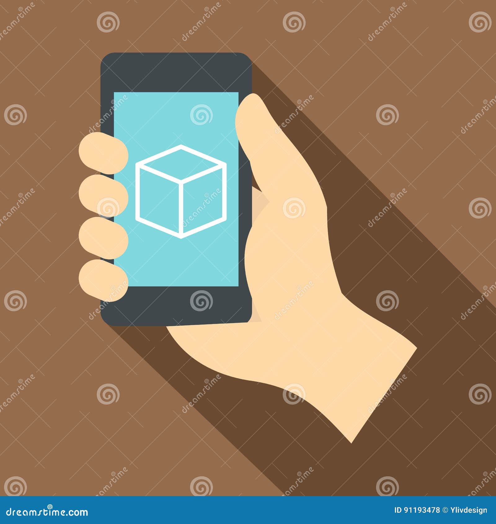 Smartphone with 3D Model Icon, Flat Style Stock Vector - Illustration ...