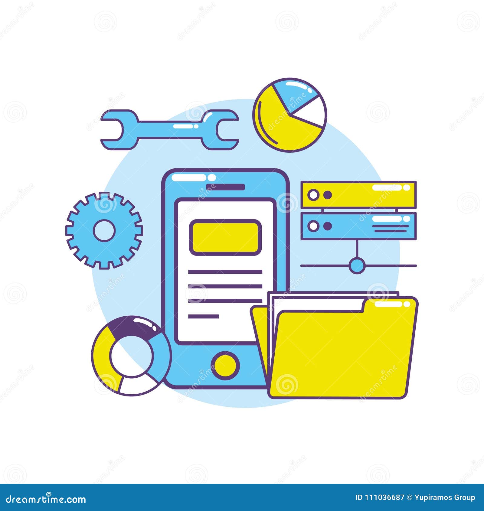 Smartphone Data Center Connection System Stock Vector - Illustration of ...