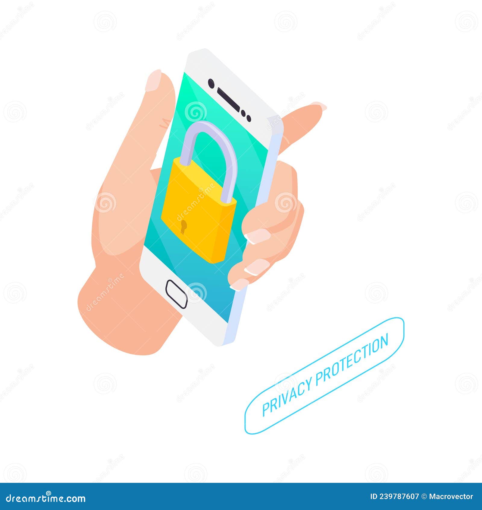 Smartphone Data Protection Icon Stock Vector - Illustration of code ...