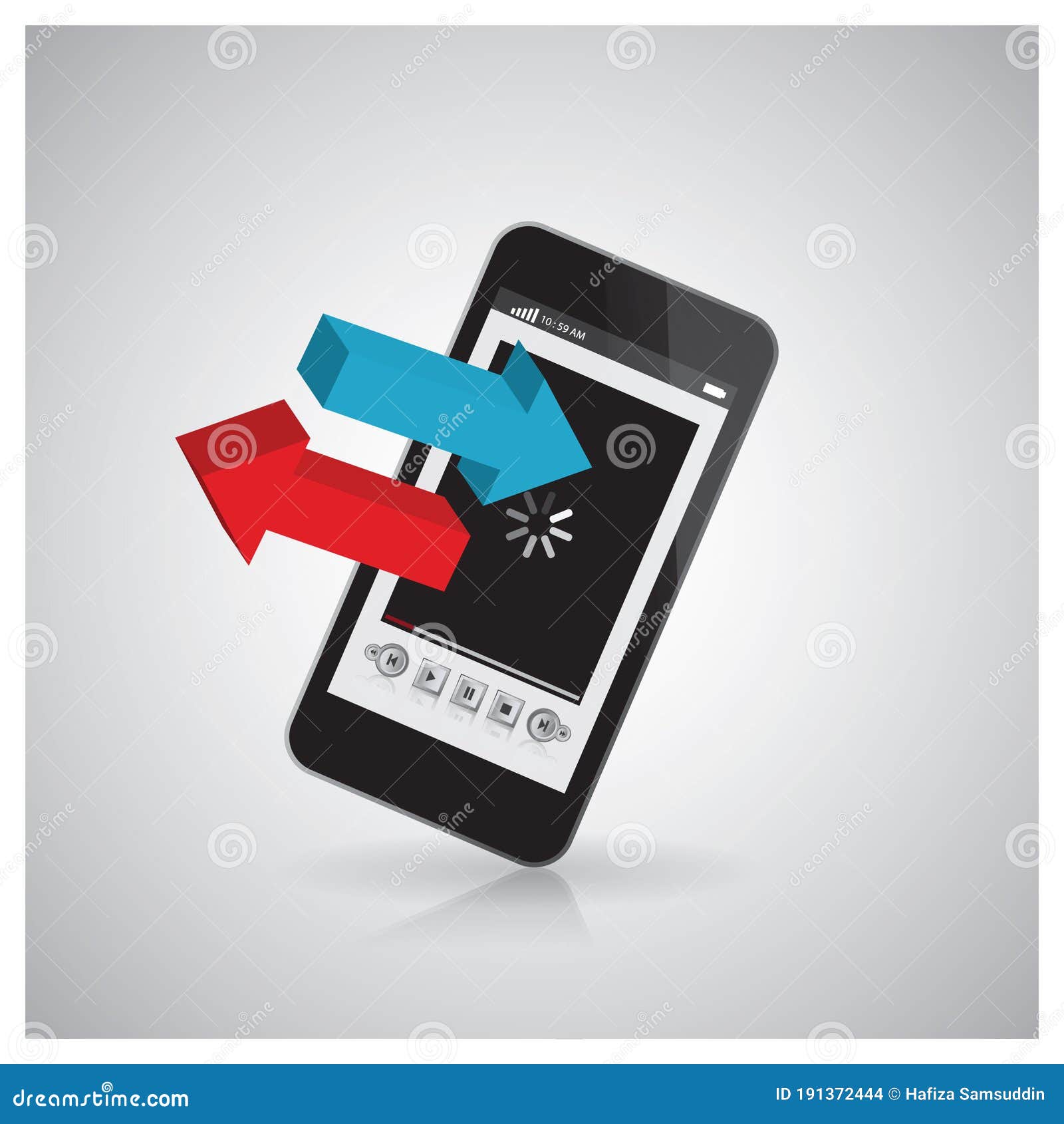 Smartphone with Data Transferring Arrows. Vector Illustration ...