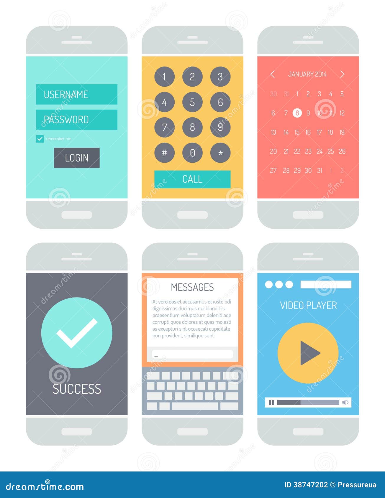 Smartphone-de Elementen Van De Toepassingsinterface Vector Illustratie ...