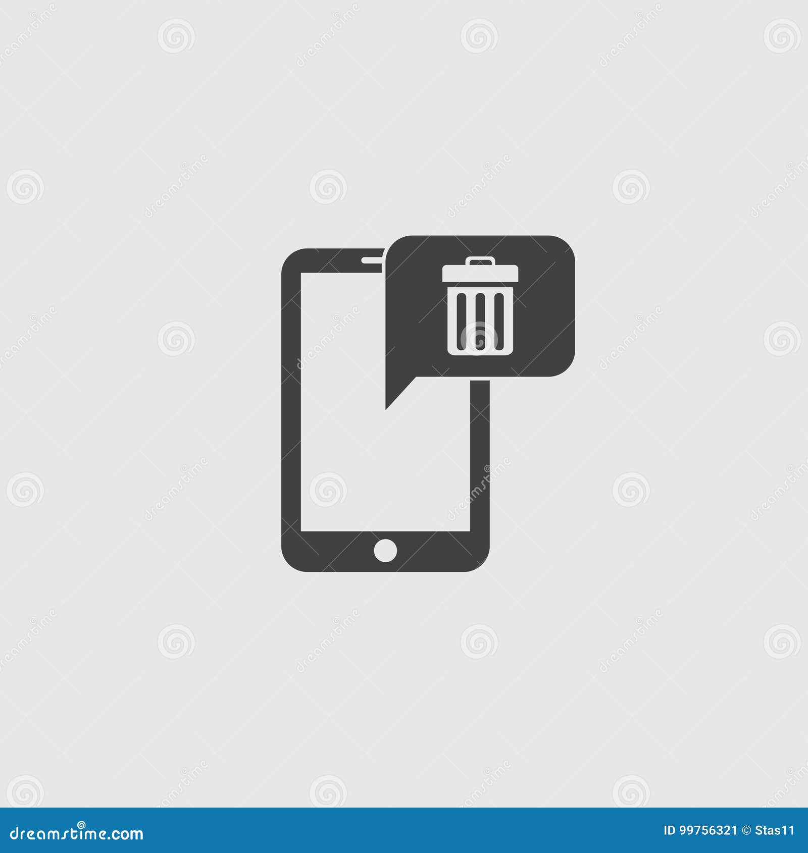 Smartphone with Delete Icon in a Flat Design in Black Color. Vector ...