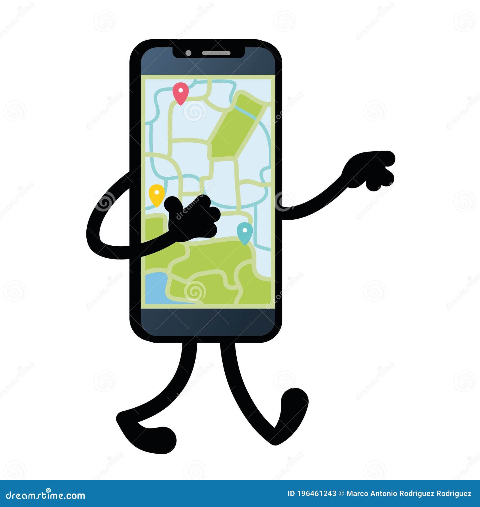Smartphone Dell'app Per Mappe Isolate Illustrazione Vettoriale ...