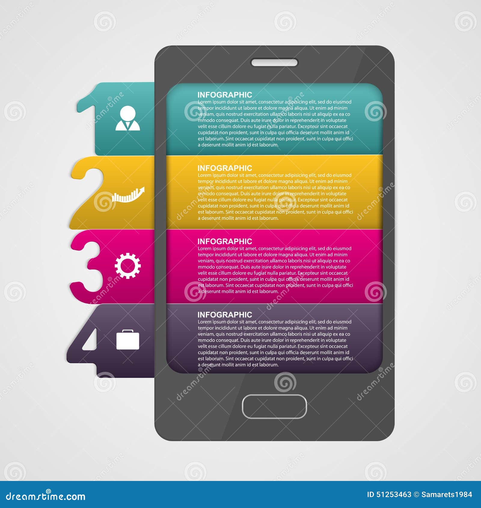 Smartphone Design Concept Numbered Infographic. Stock Vector ...