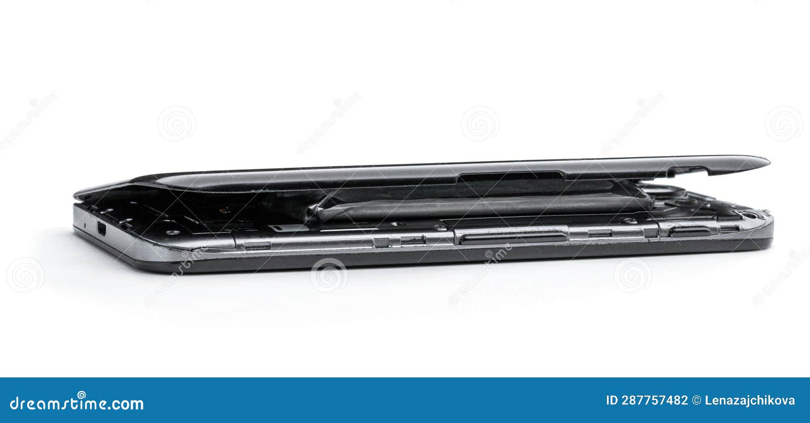 Exploded Smartphone Battery, Broken Telephone Is On White Stock Image ...