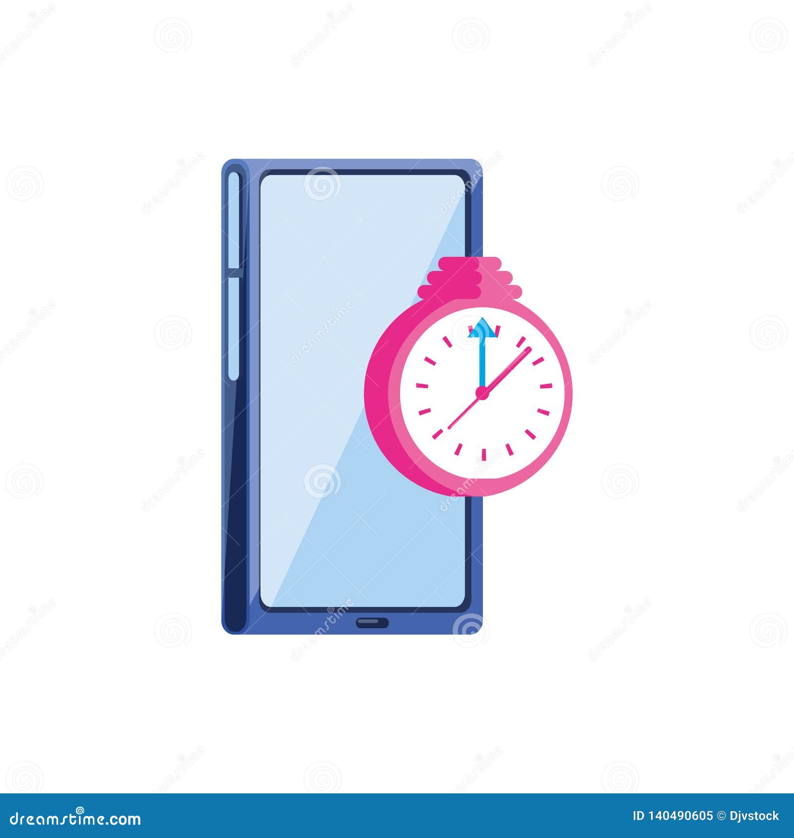 Smartphone Device with Alarm Clock Stock Vector - Illustration of phone ...