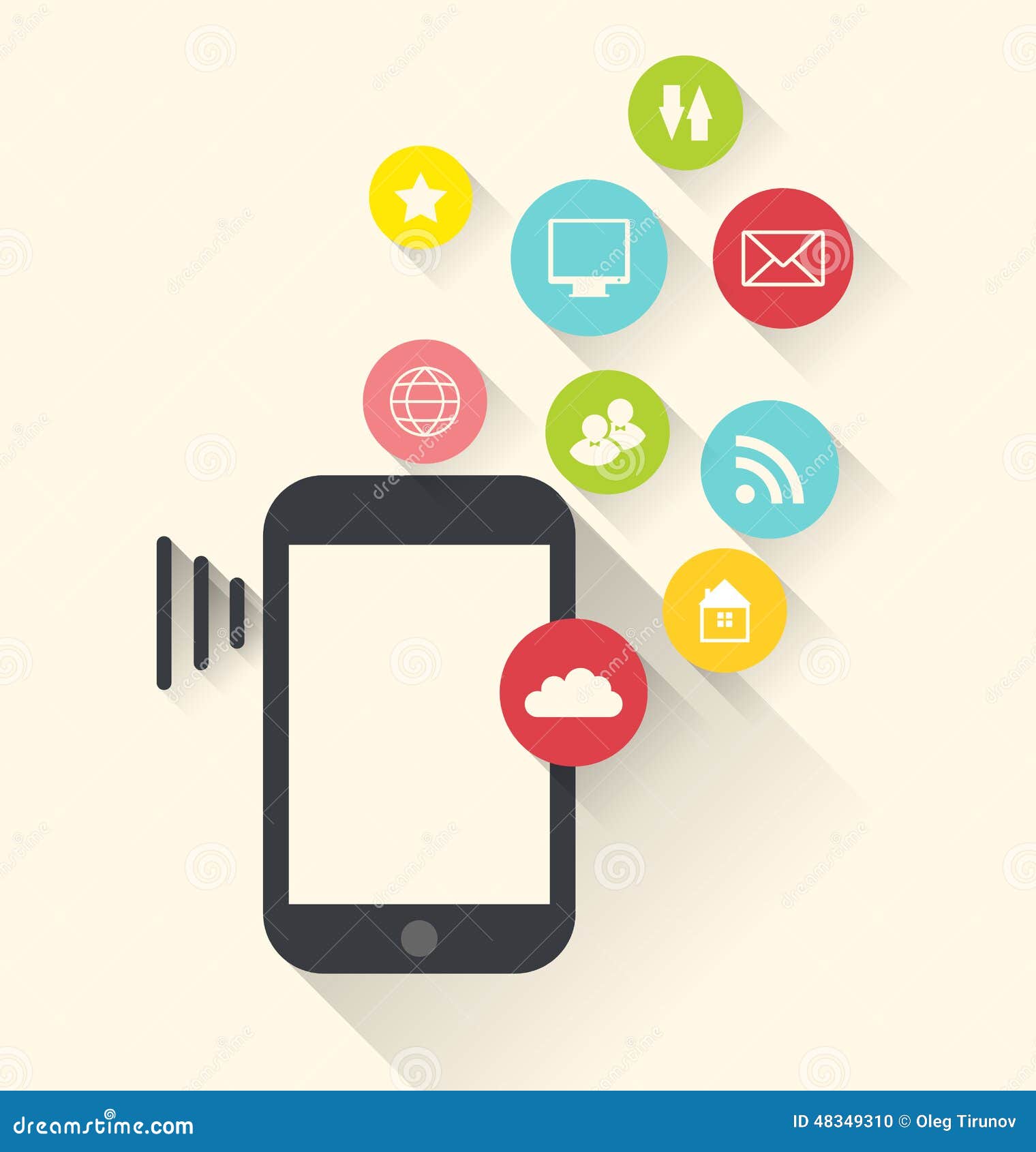 Smartphone Device with Applications (app) Icons, Modern Flat Stock ...