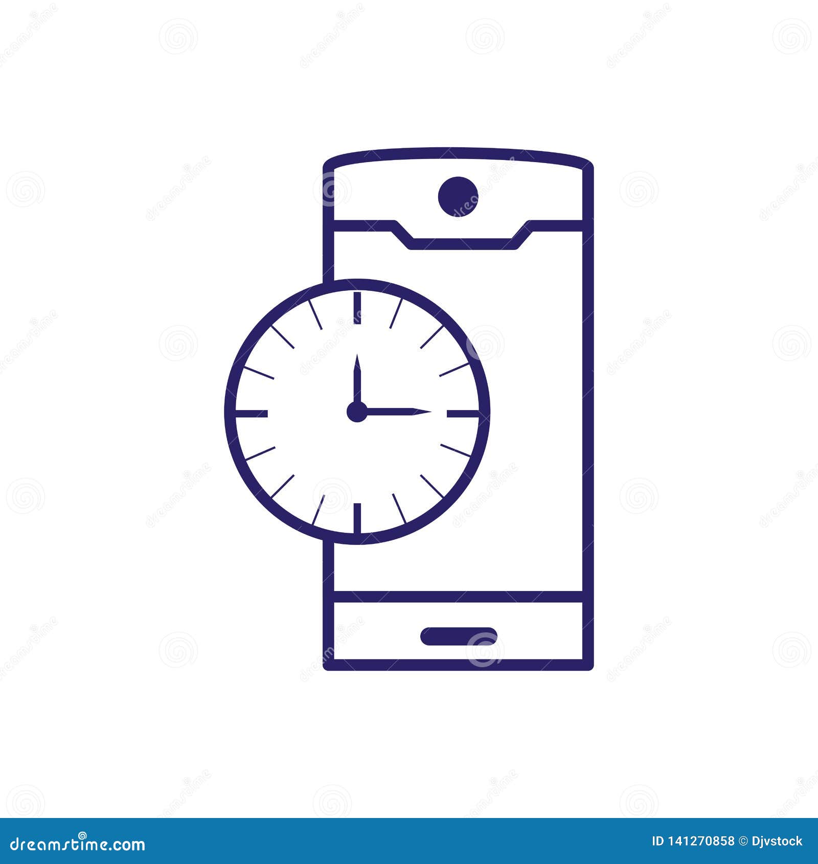Smartphone Device with Clock Time Stock Vector - Illustration of mobile ...