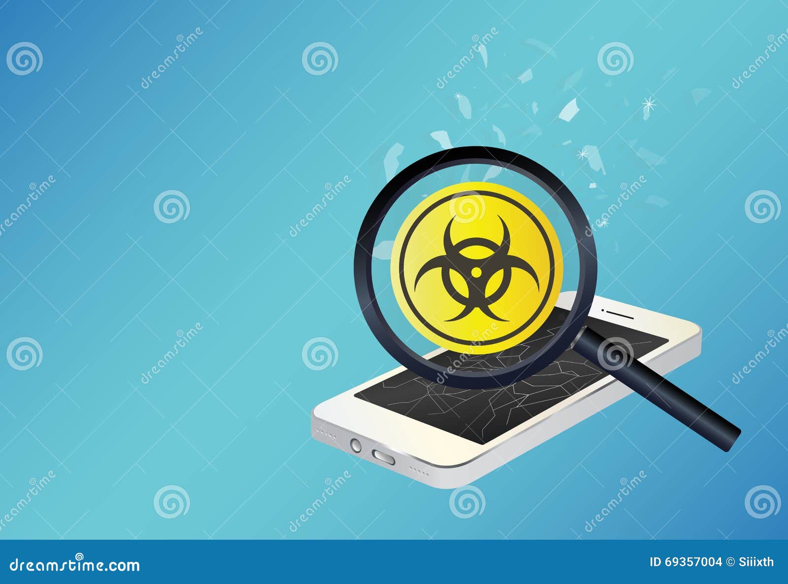 Smartphone Device Infected Virus Stock Vector - Illustration of malware ...
