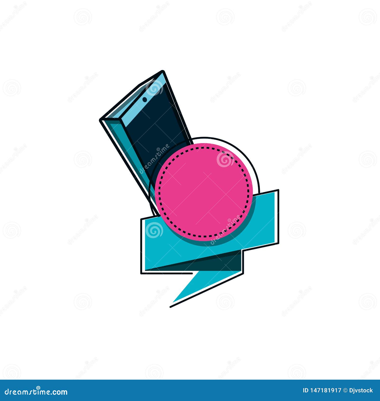 Smartphone Device with Ribbon Stock Illustration - Illustration of ...
