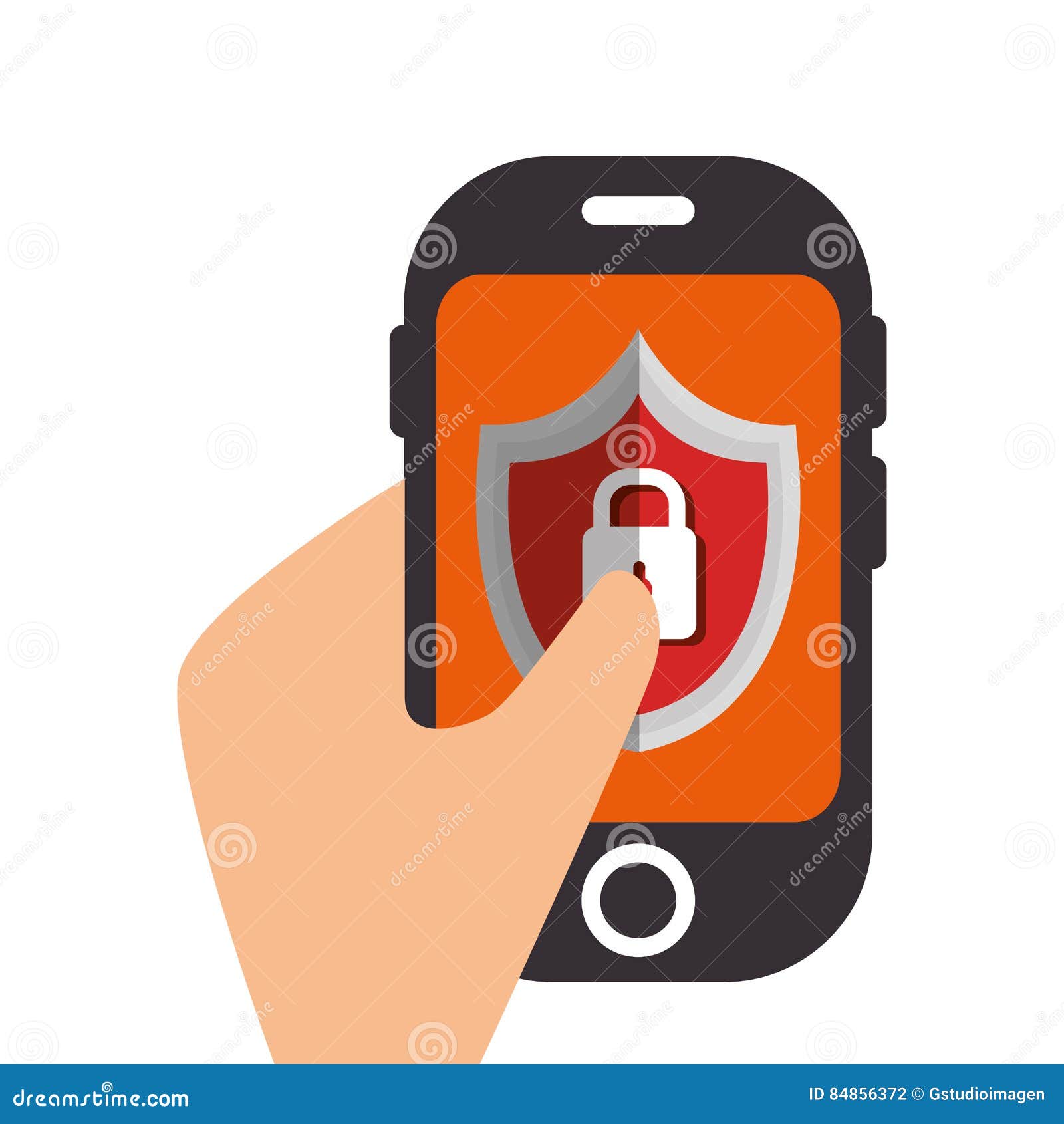 Smartphone Device with Security Shield Isolated Icon Stock Illustration ...