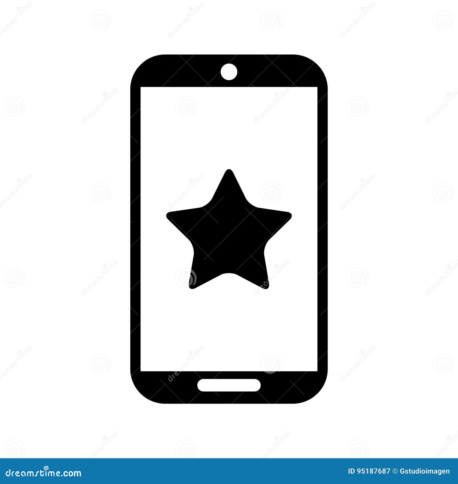 Smartphone Device with Star Isolated Icon Stock Vector - Illustration ...