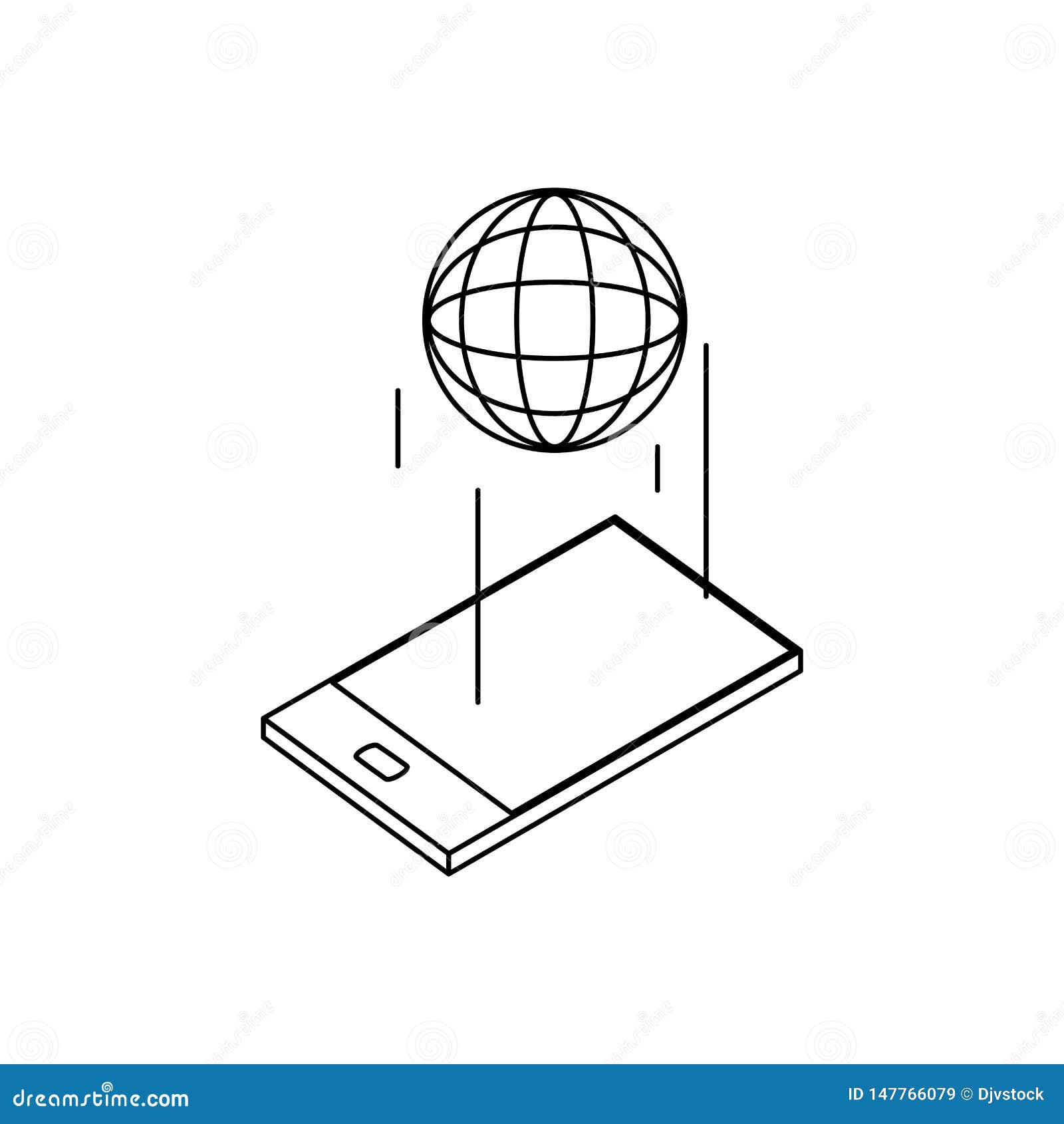Smartphone Device with World Planet Stock Illustration - Illustration ...