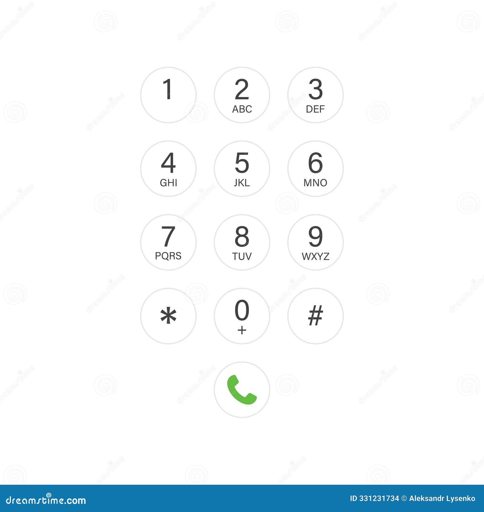 Smartphone Dial Button Icon in Flat Style. Phone Number Pad Vector ...