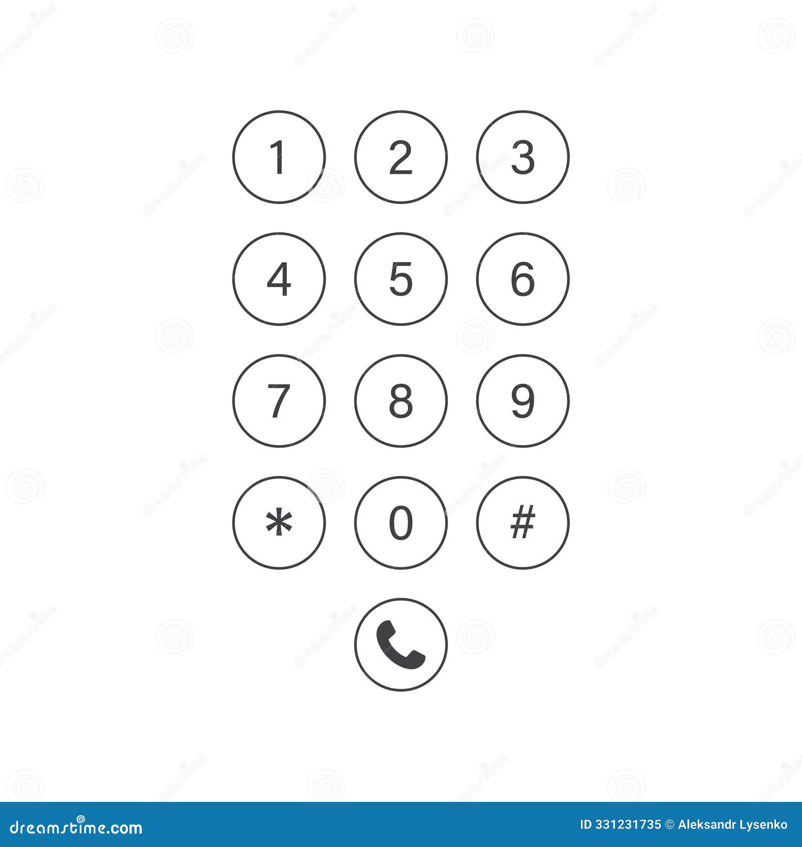 Smartphone Dial Button Icon in Flat Style. Phone Number Pad Vector ...