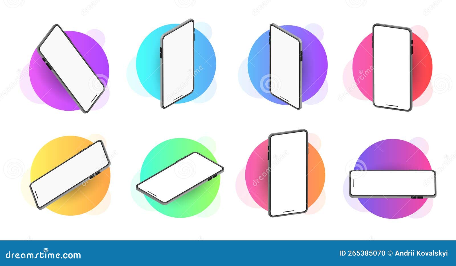 Smartphone Different 3d Mockup Template. Realistic Smartphone Mockup ...