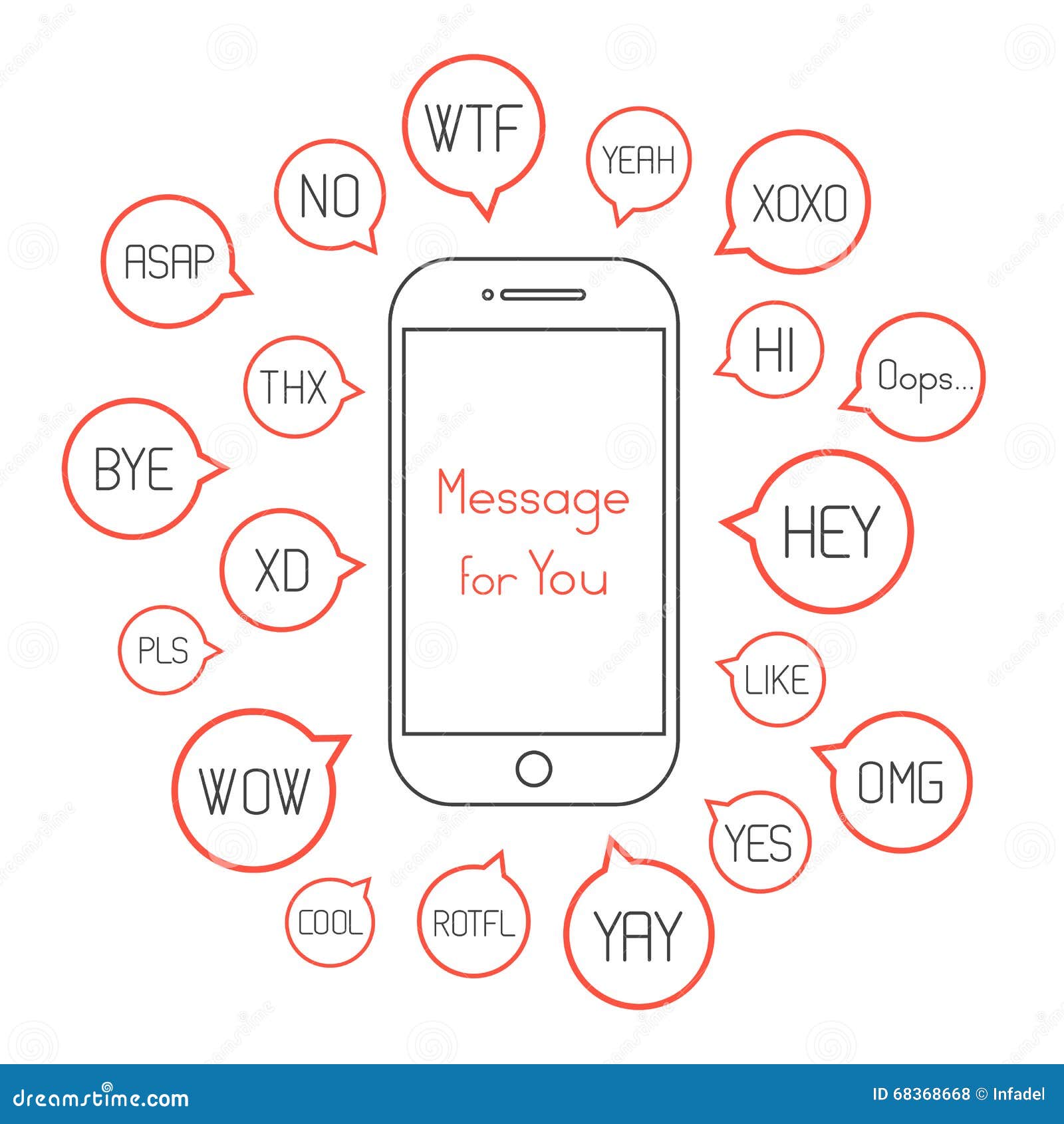 Smartphone with Different Messages in Speech Bubbles Stock Vector ...