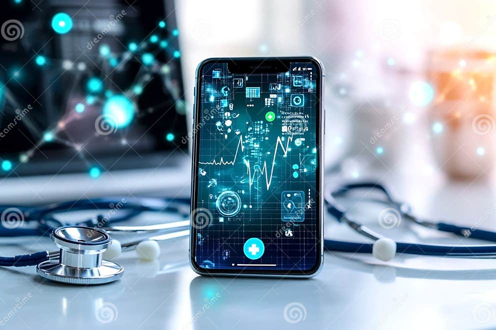 Smartphone with Digital Health App Interface Displaying Medical Data ...