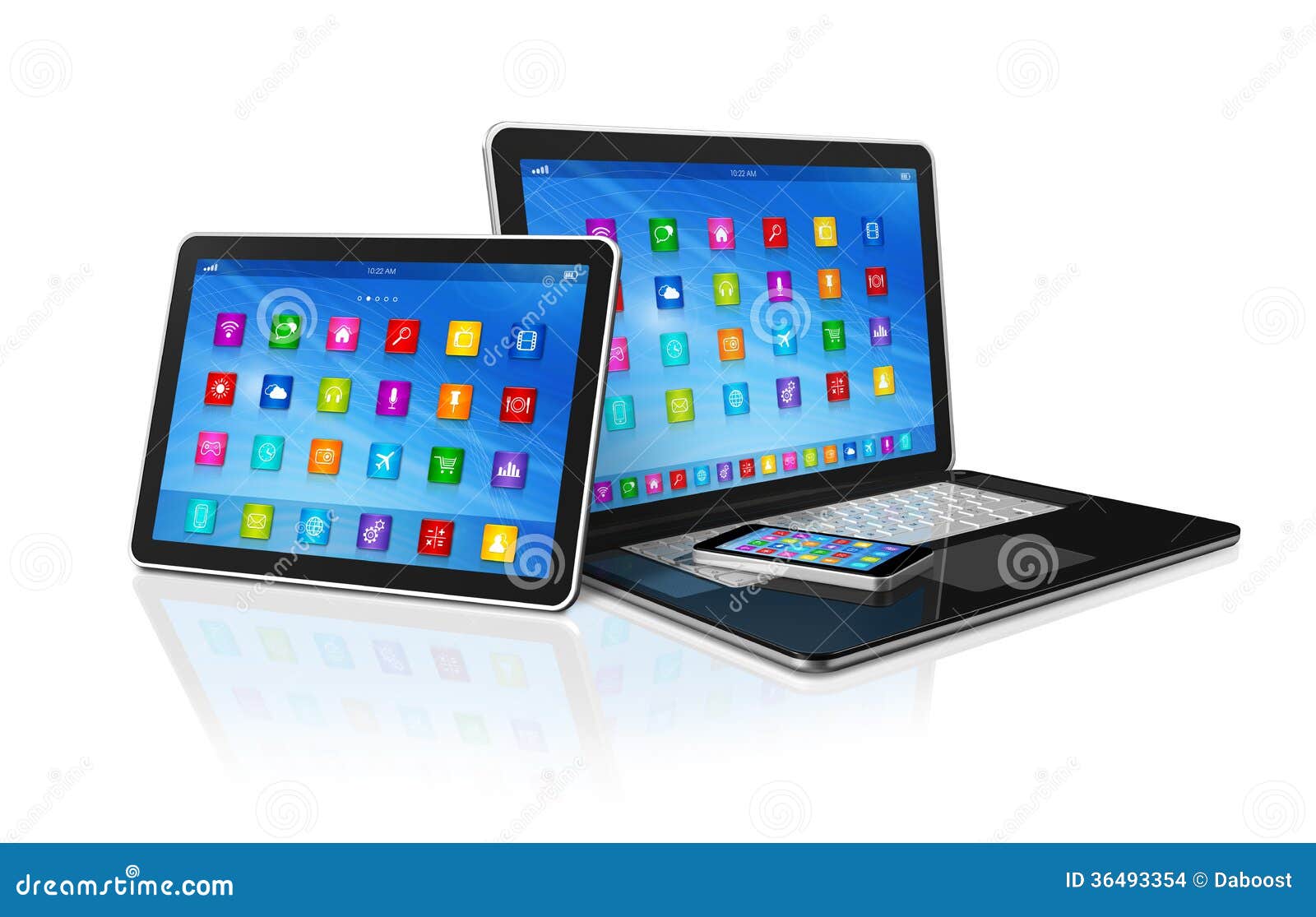 Smartphone, Digital Tablet Computer and Laptop Stock Illustration ...