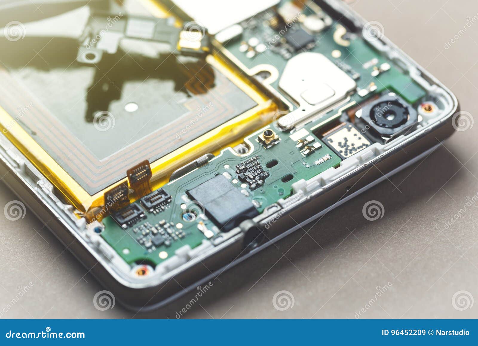 Smartphone Disassembly Motherboard Exposed. Stock Image - Image of ...