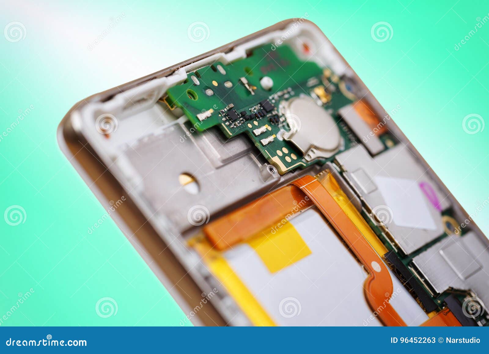 Smartphone Disassembly Motherboard Exposed. Stock Image - Image of ...