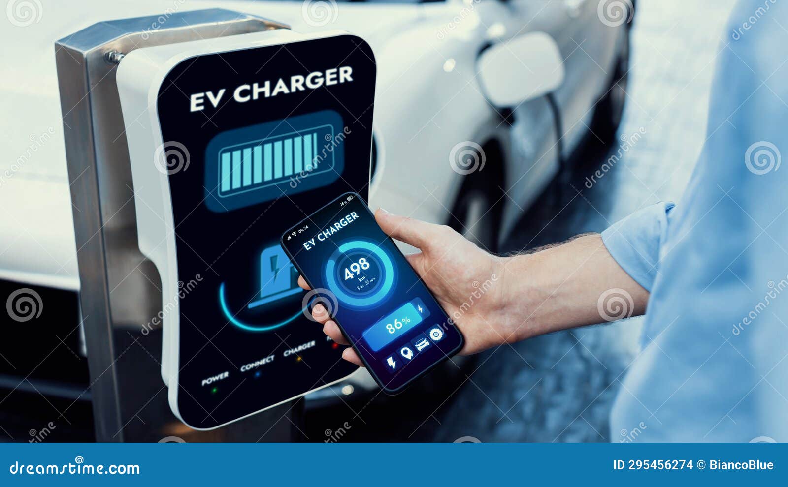 Smartphone Display Battery Status Interface by Smart EV App. Peruse ...