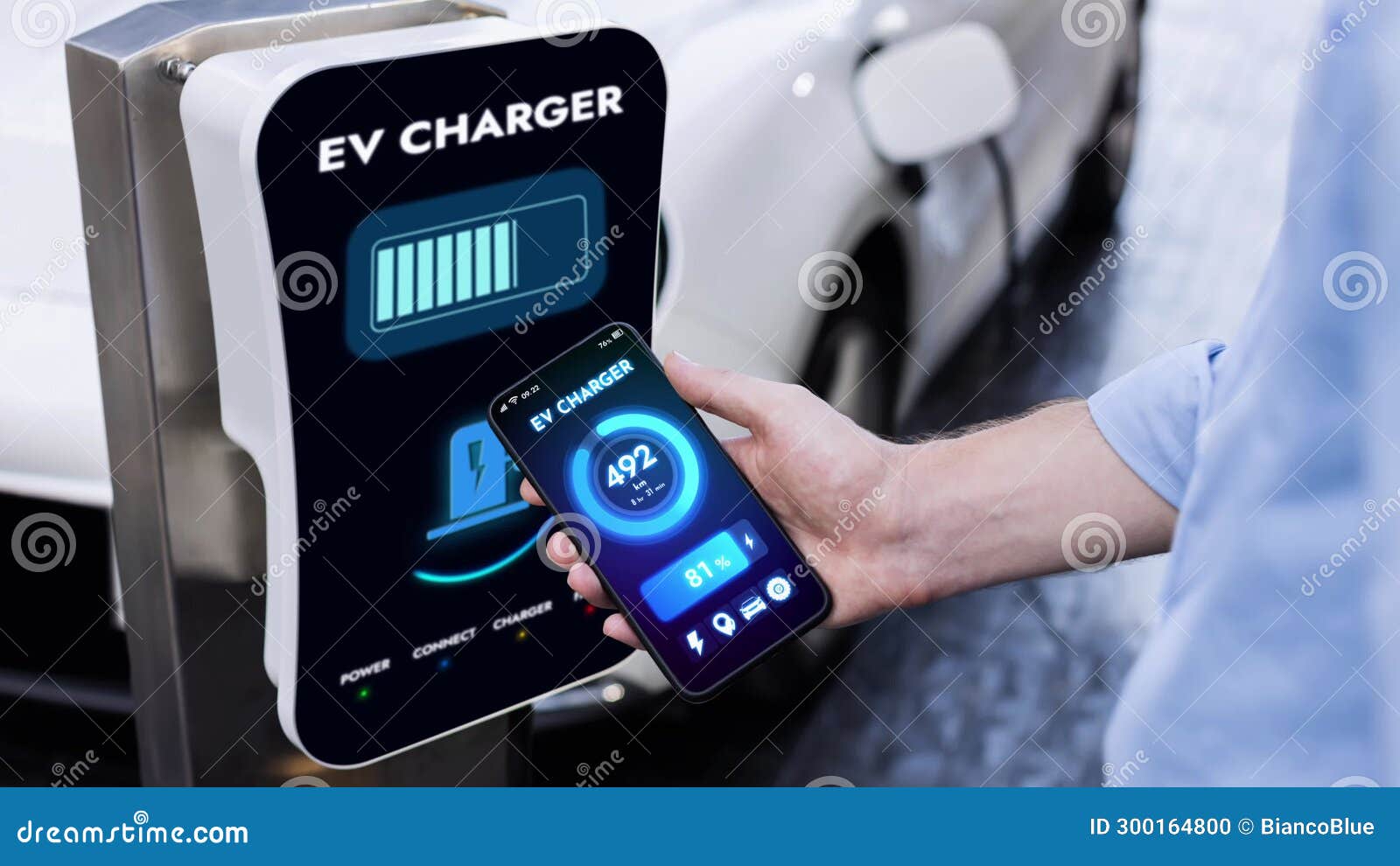 Smartphone Display Battery Status Interface by Smart EV App. Peruse ...