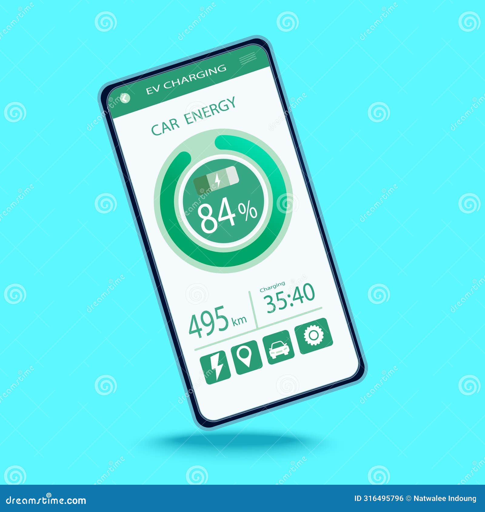 Smartphone Display Battery Status Interface by Smart EV Mobile ...