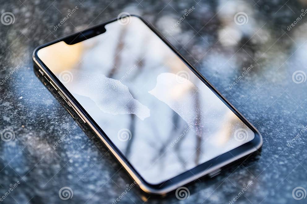 Reflections on a Smartphone Screen Resting on a Smooth Surface in ...