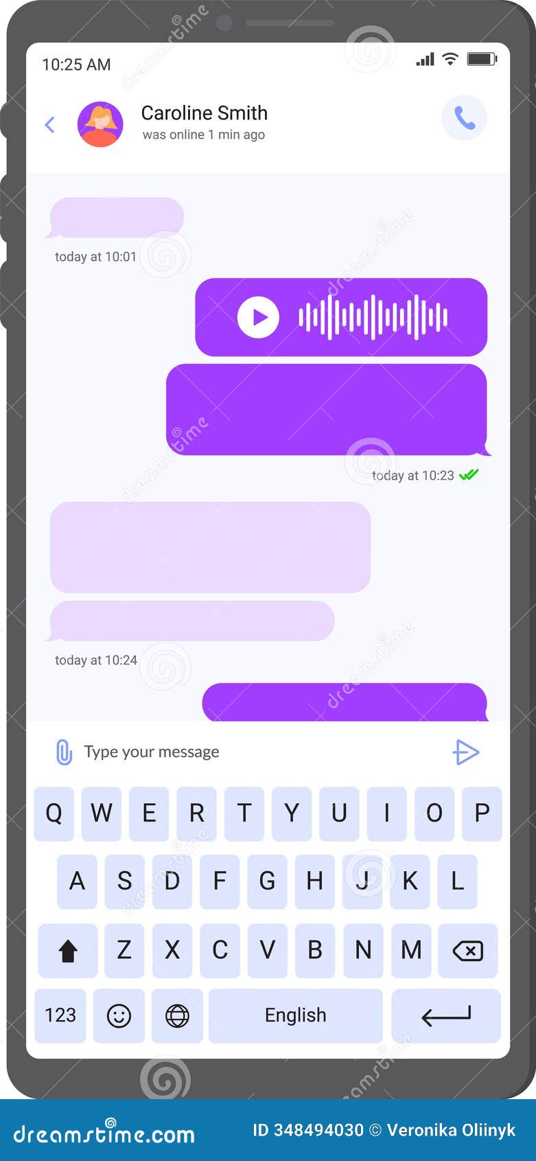 Smartphone Displaying a Chat Conversation with Audio Message, Text ...