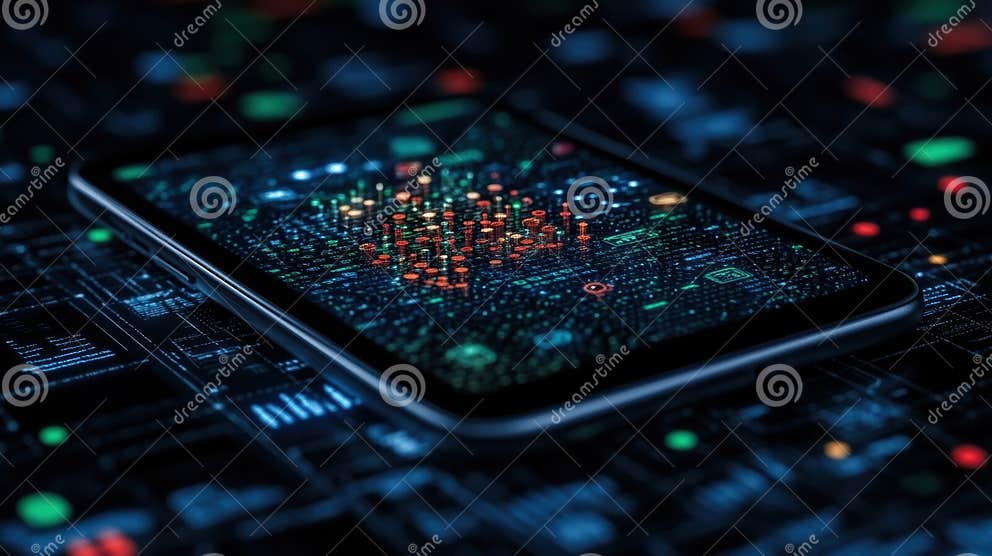 A Smartphone Displaying a Complex Data Visualization on a Digital Interface, Highlighting ...