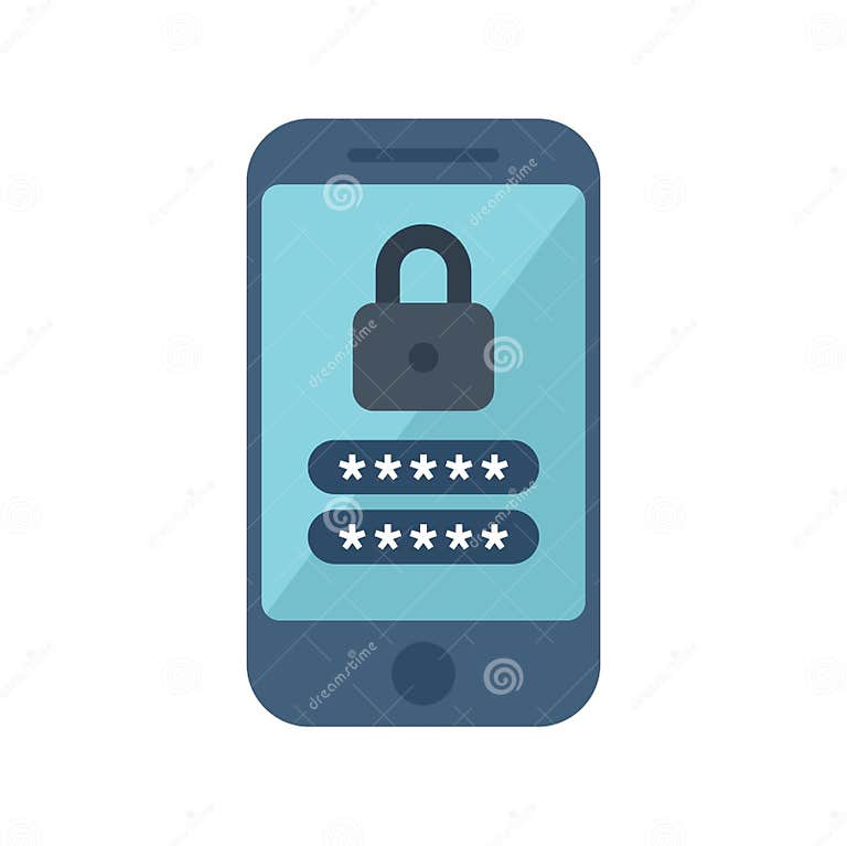 Smartphone Displaying Password Protected Login Screen with Lock Icon ...