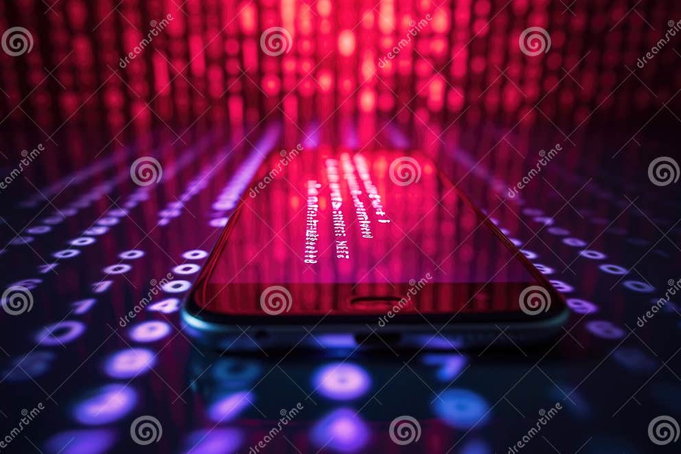 Smartphone Displaying Red Coding Script on Screen Stock Illustration ...
