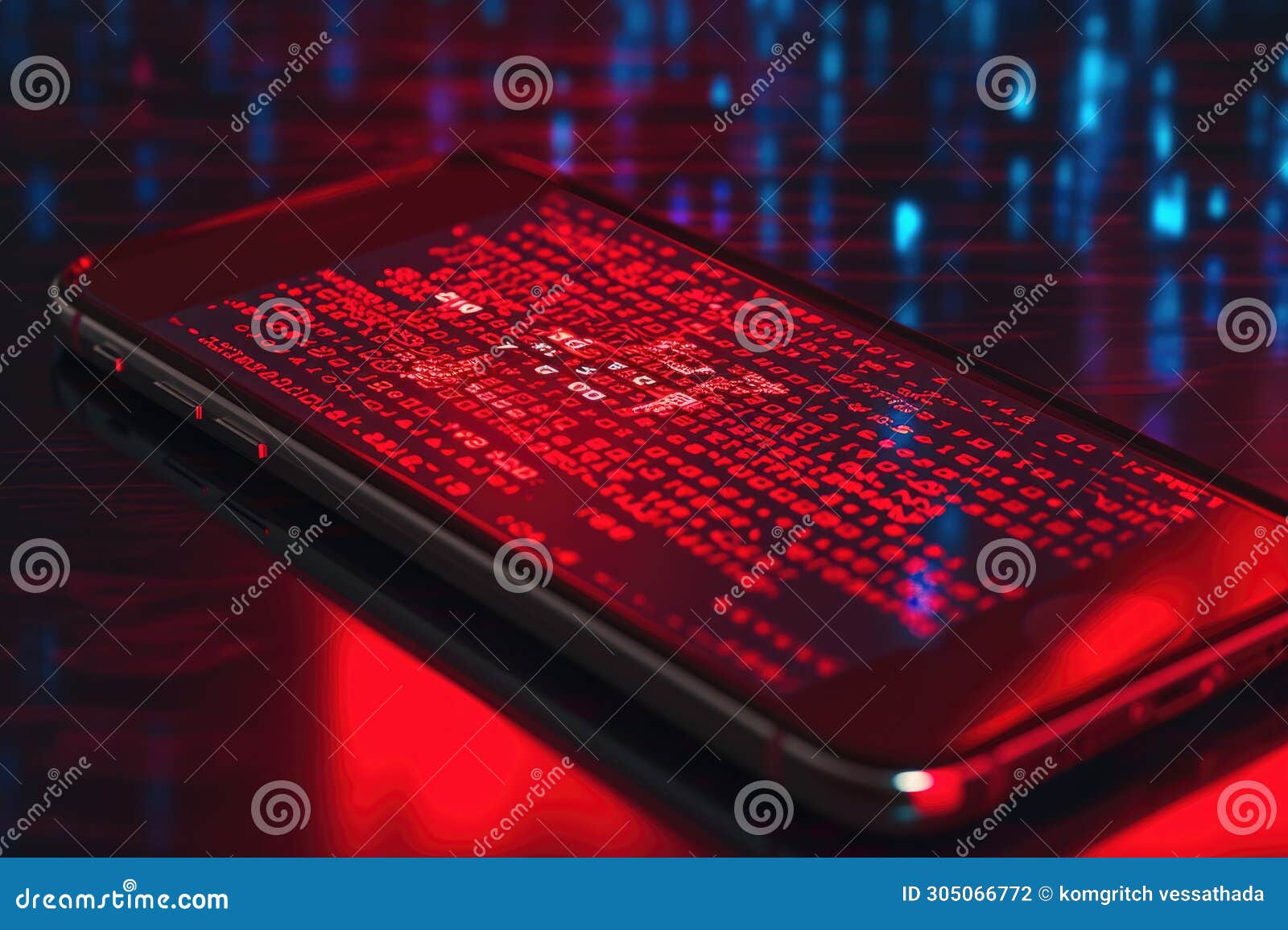 Smartphone Displaying Red Coding Script on Screen Stock Illustration ...