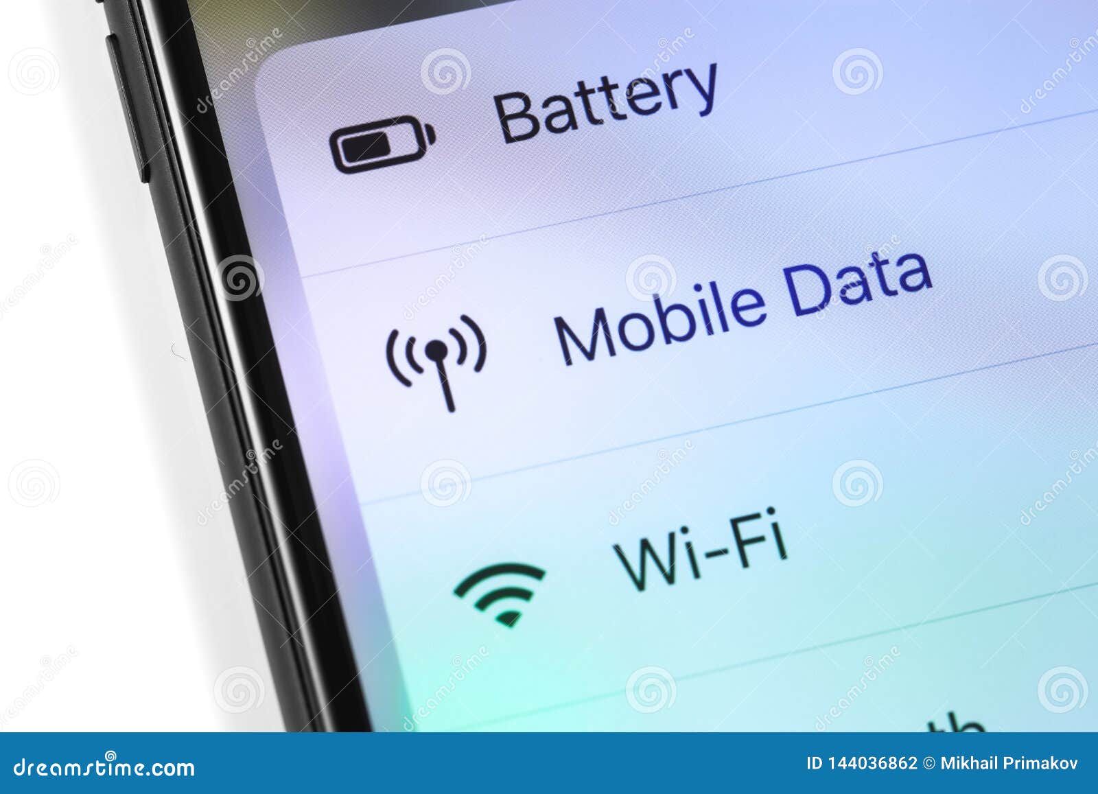 Smartphone Displaying the Settings Icon App and Context Menu Buttons ...