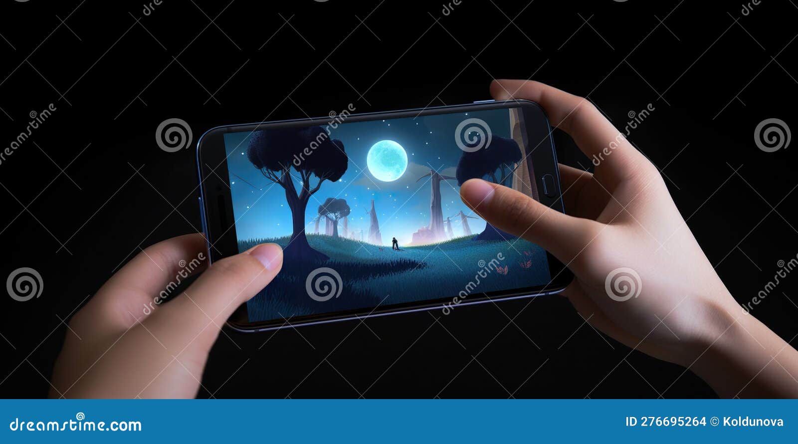 A Smartphone Displaying a Virtual Reality App, Contrasted Against an ...