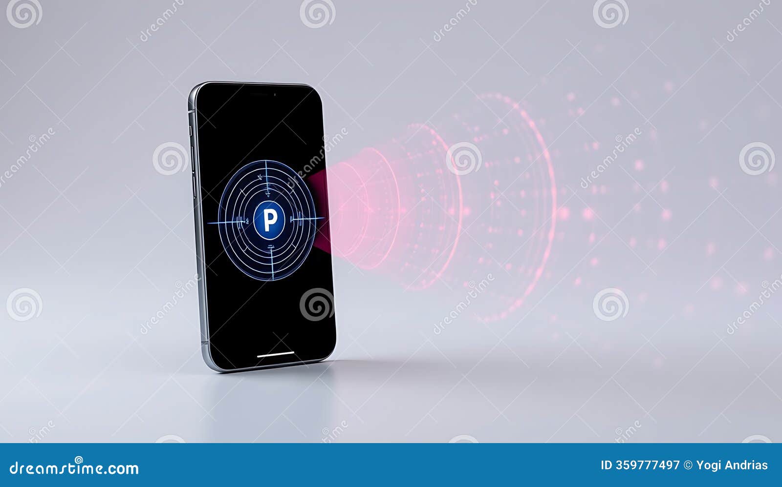 Smartphone Displays Parking Location Data Projection Stock Illustration ...