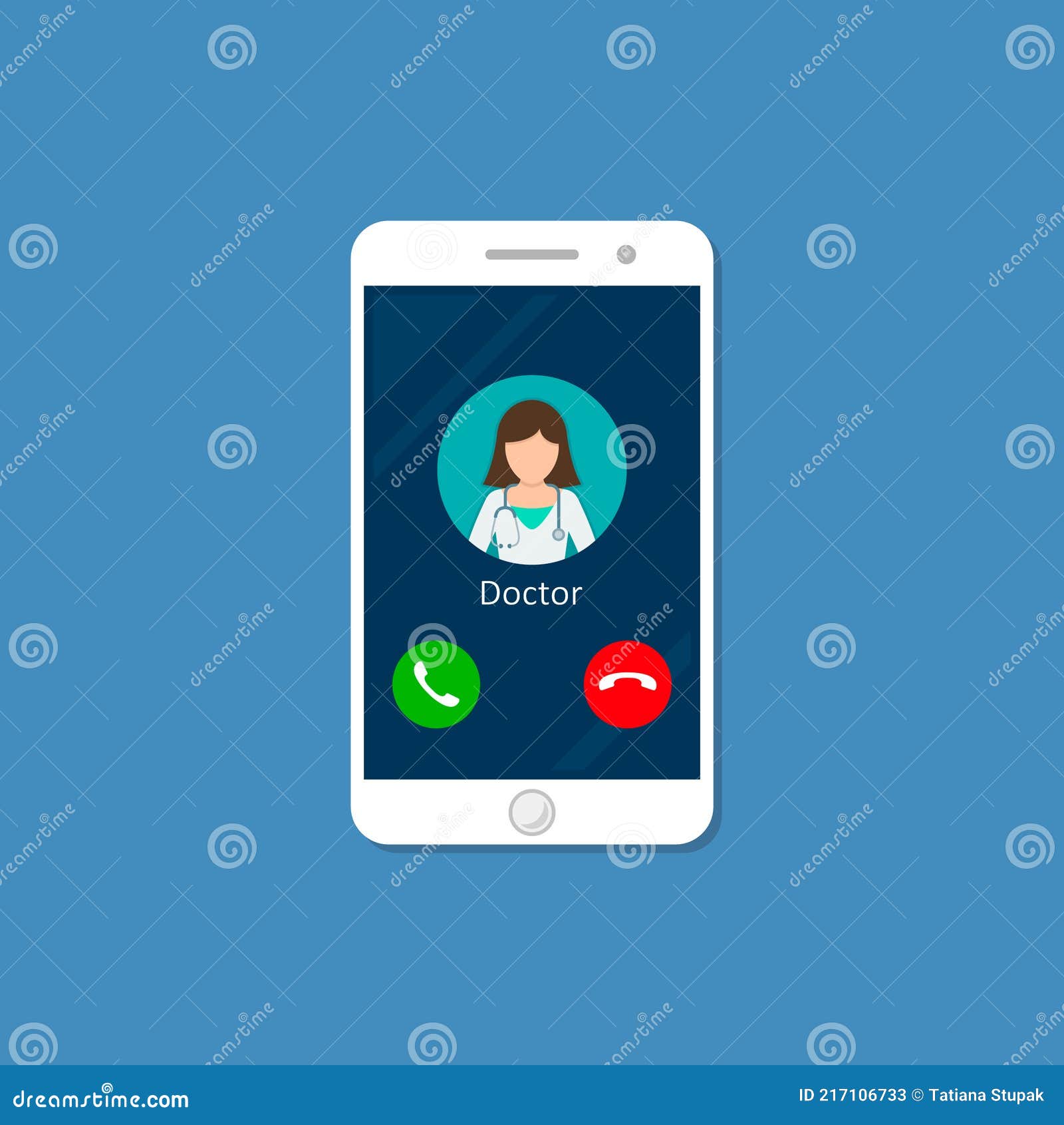 Smartphone with Doctor on Call and an Online Consultation. Vector Flat ...