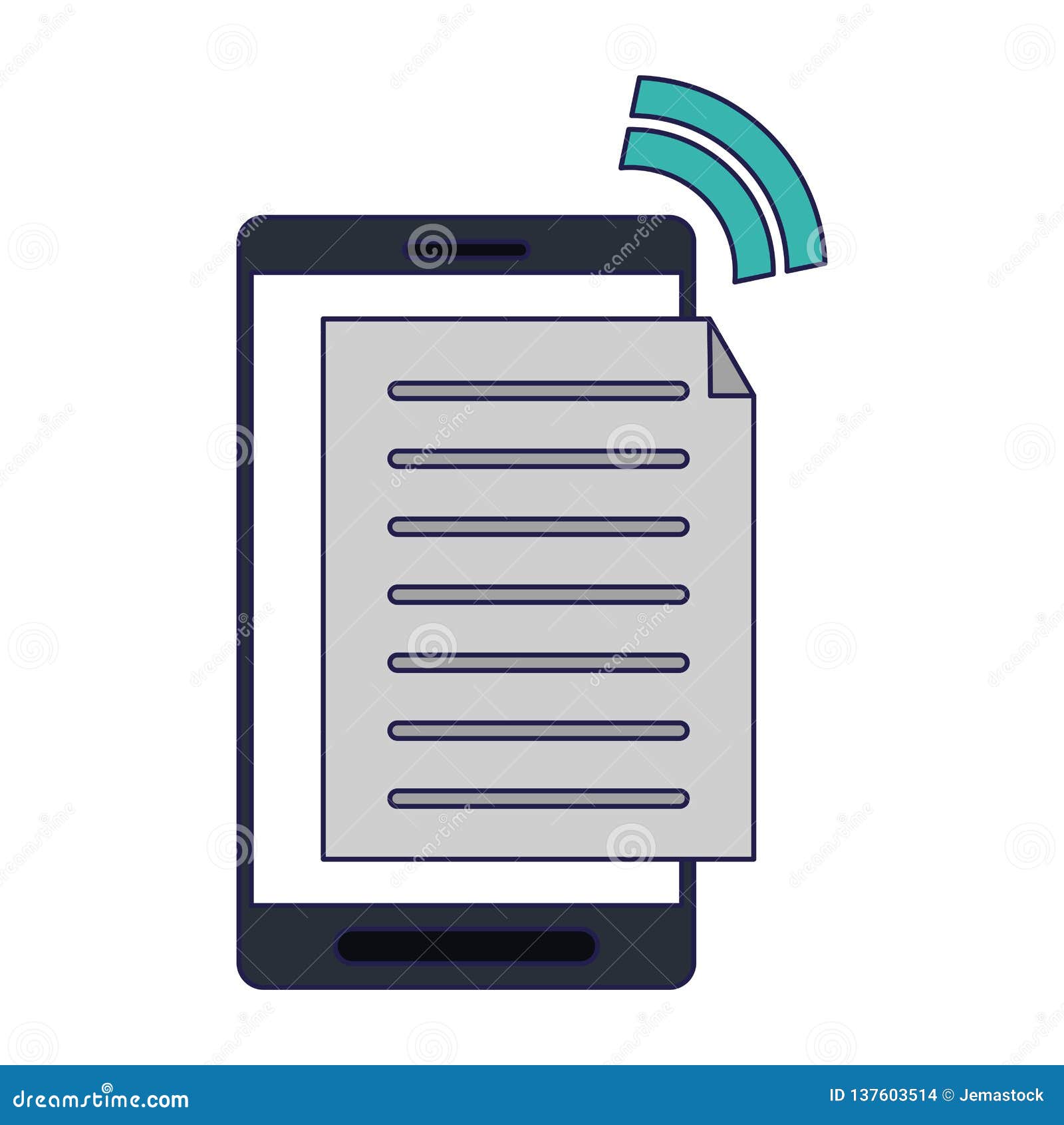 Smartphone with Document Digital Symbol Stock Vector - Illustration of ...