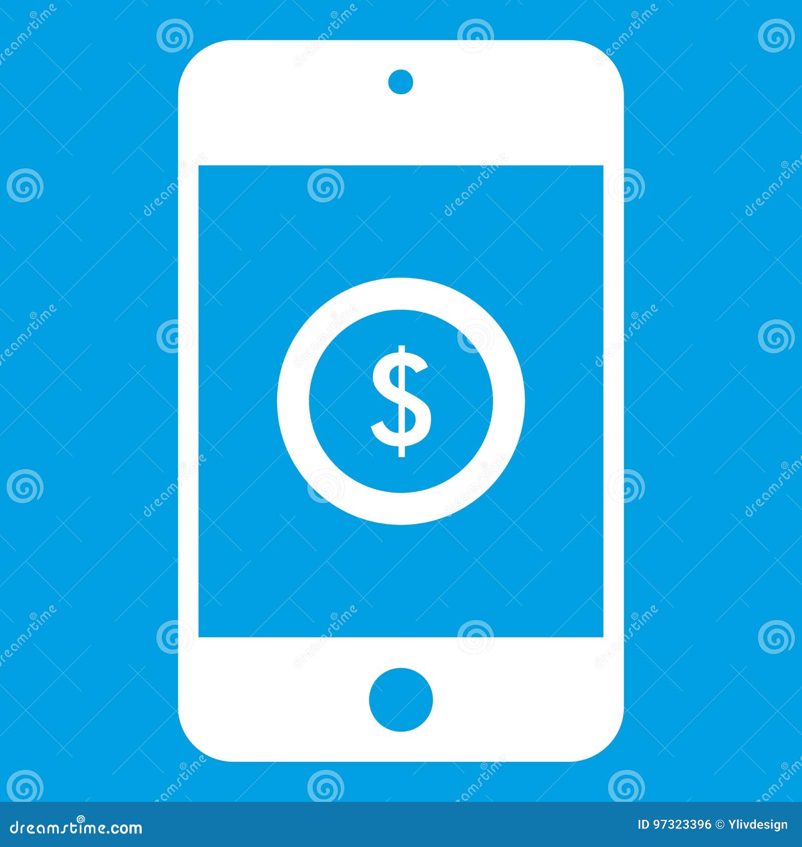 Smartphone with Dollar Sign on Display Icon White Stock Vector ...