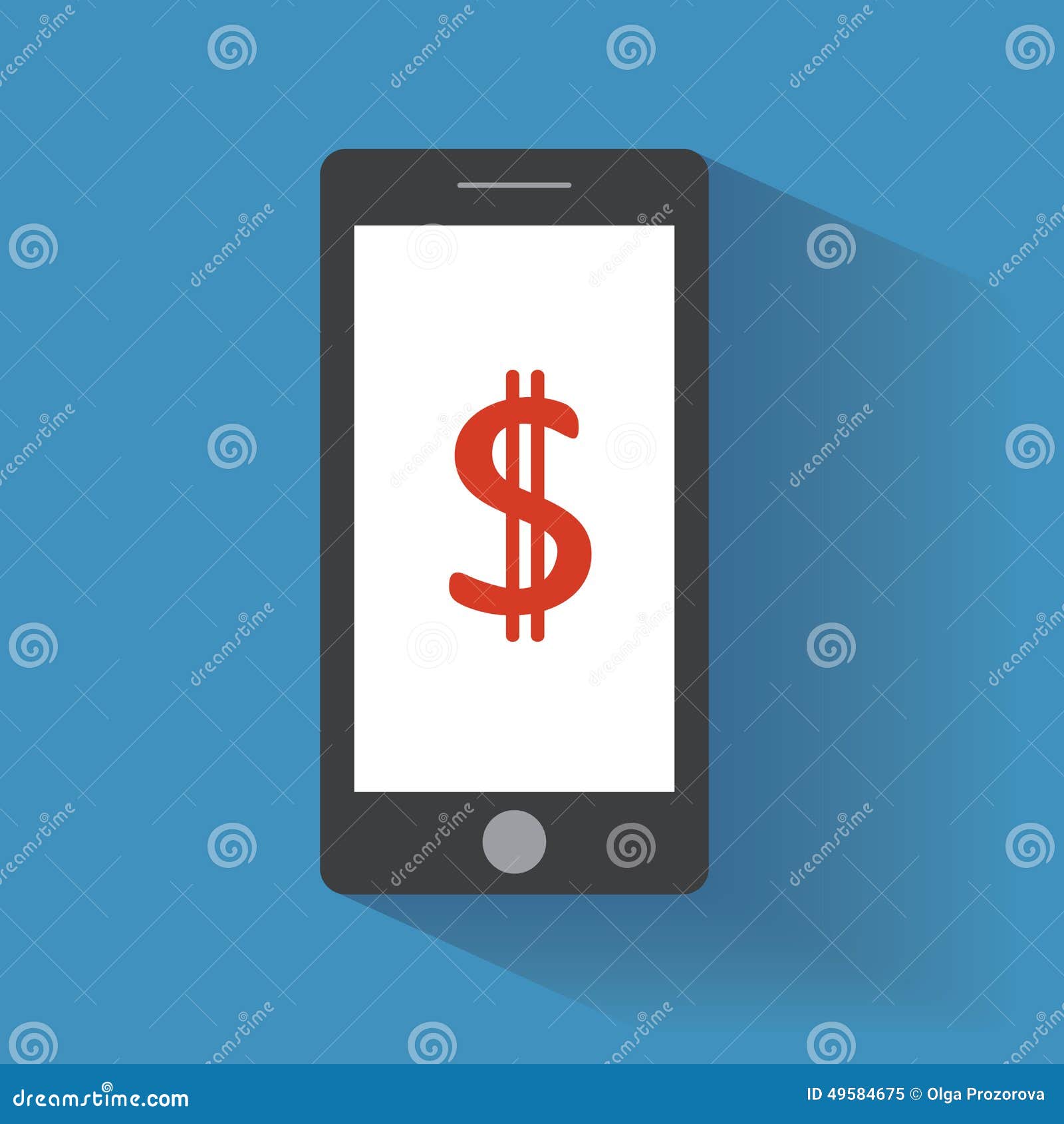 Smartphone with Dollar Sign on the Screen Stock Vector - Illustration ...