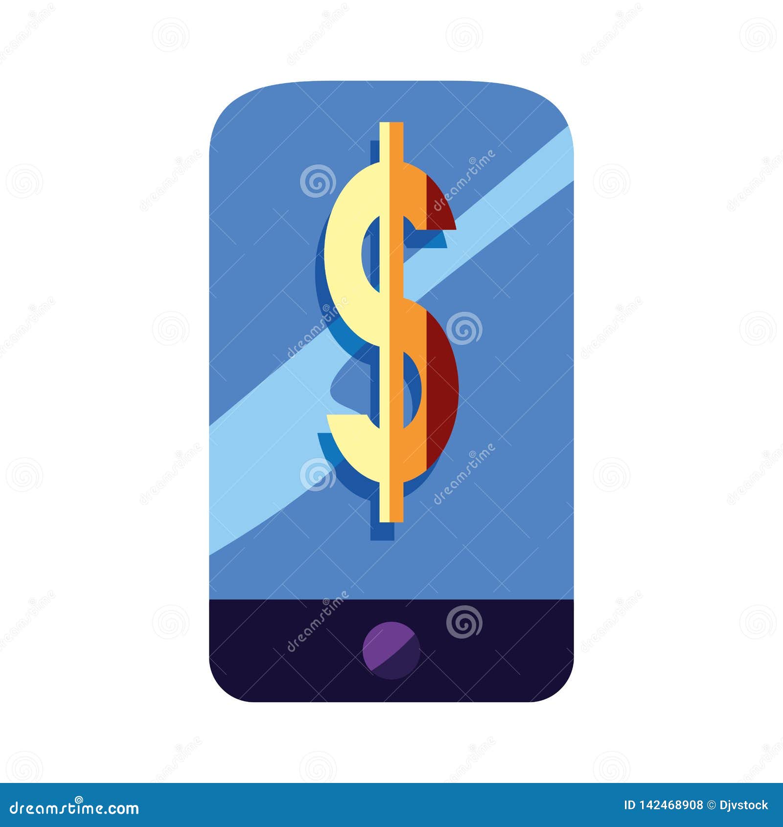 Smartphone dollar symbol stock vector. Illustration of cash - 142468908