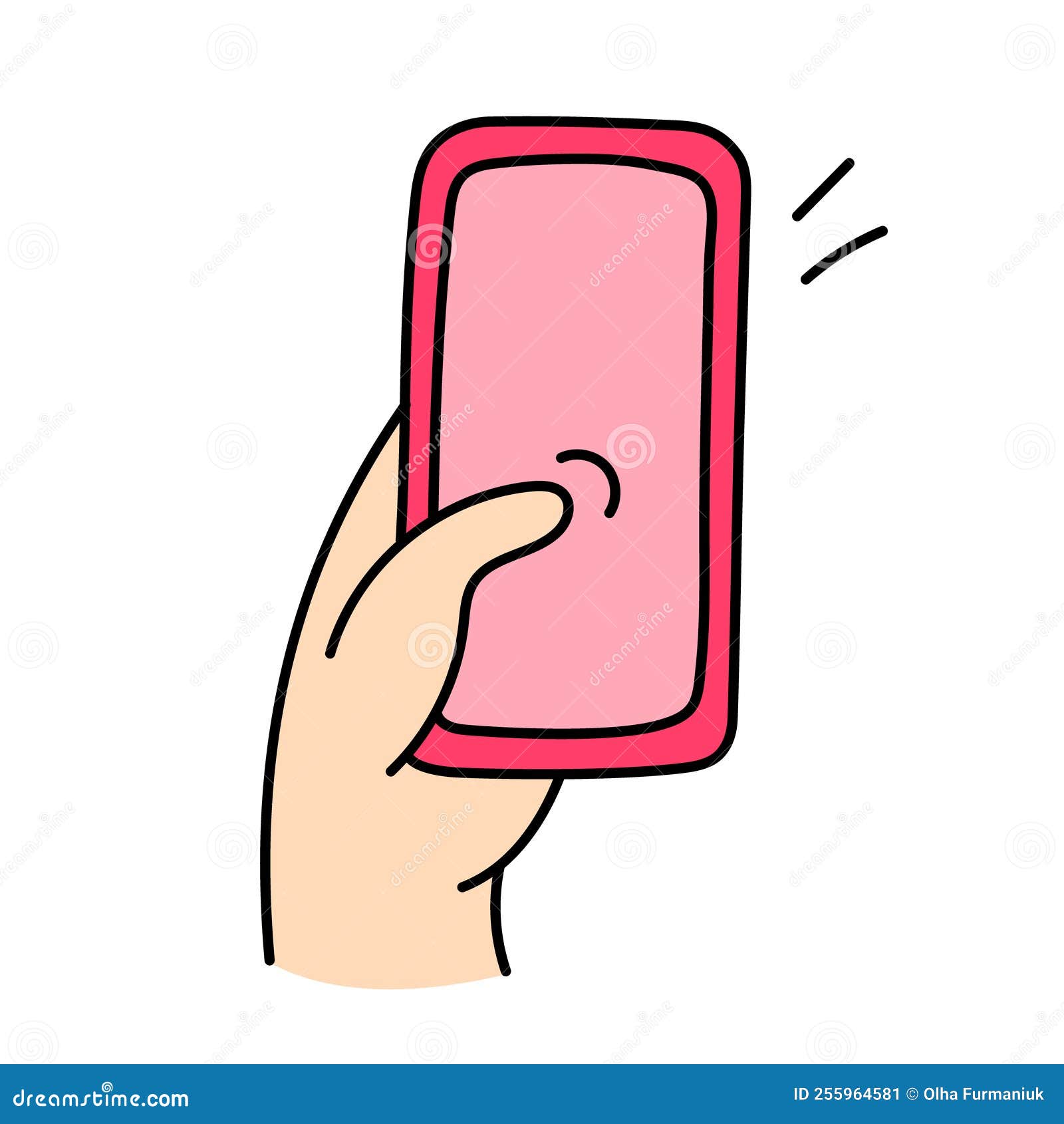 Smartphone Doodle Icon. Hand-drawn Sketch Electronic Gadget with ...